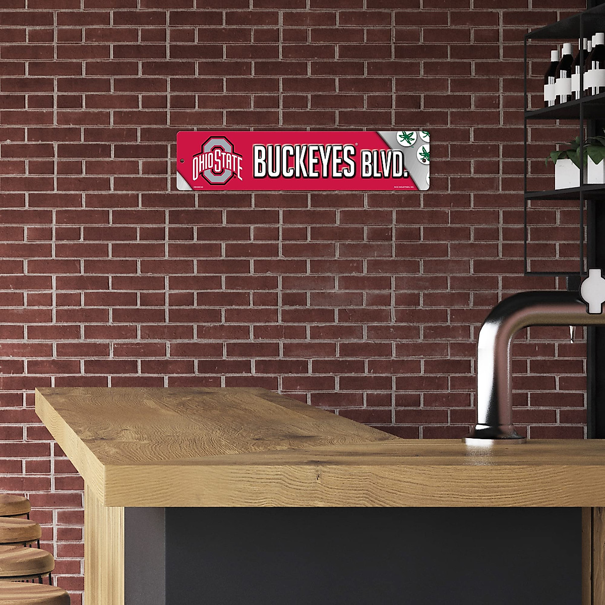 Rico Industries NCAA Ohio State Buckeyes 16-Inch Plastic Street Sign Décor