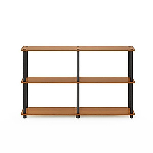Furinno 99634LC/BK Turn-N-Tube 3-Tier Double Size Storage Display Rack, Light Cherry/Black