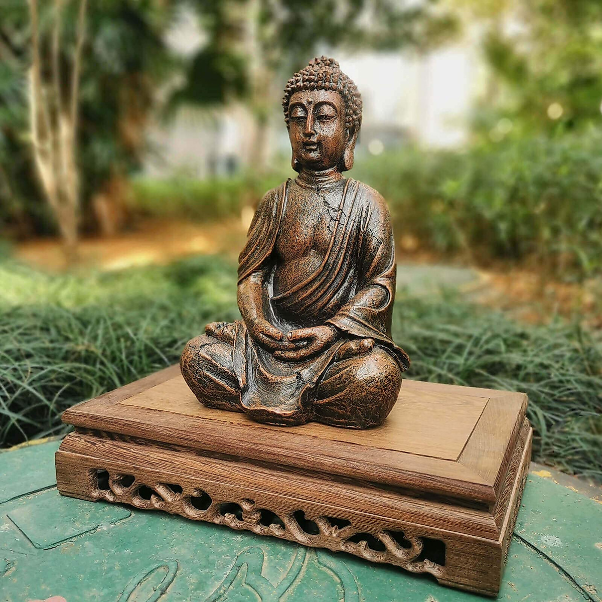 ZOWIE KING Meditating Buddha Statue for Home, 12" Buddha Decor Desk Zen Garden Buddah Decoration Home Figurine