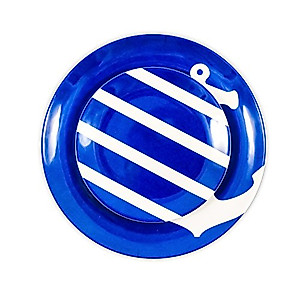 Camco Blue and White Nautical Design 12 Piece Dishware Set- Includes Marine Style Plates and Bowls | Perfect Boating, Sailing, Fishing, The Beach and More | Melamine Material -(41951)
