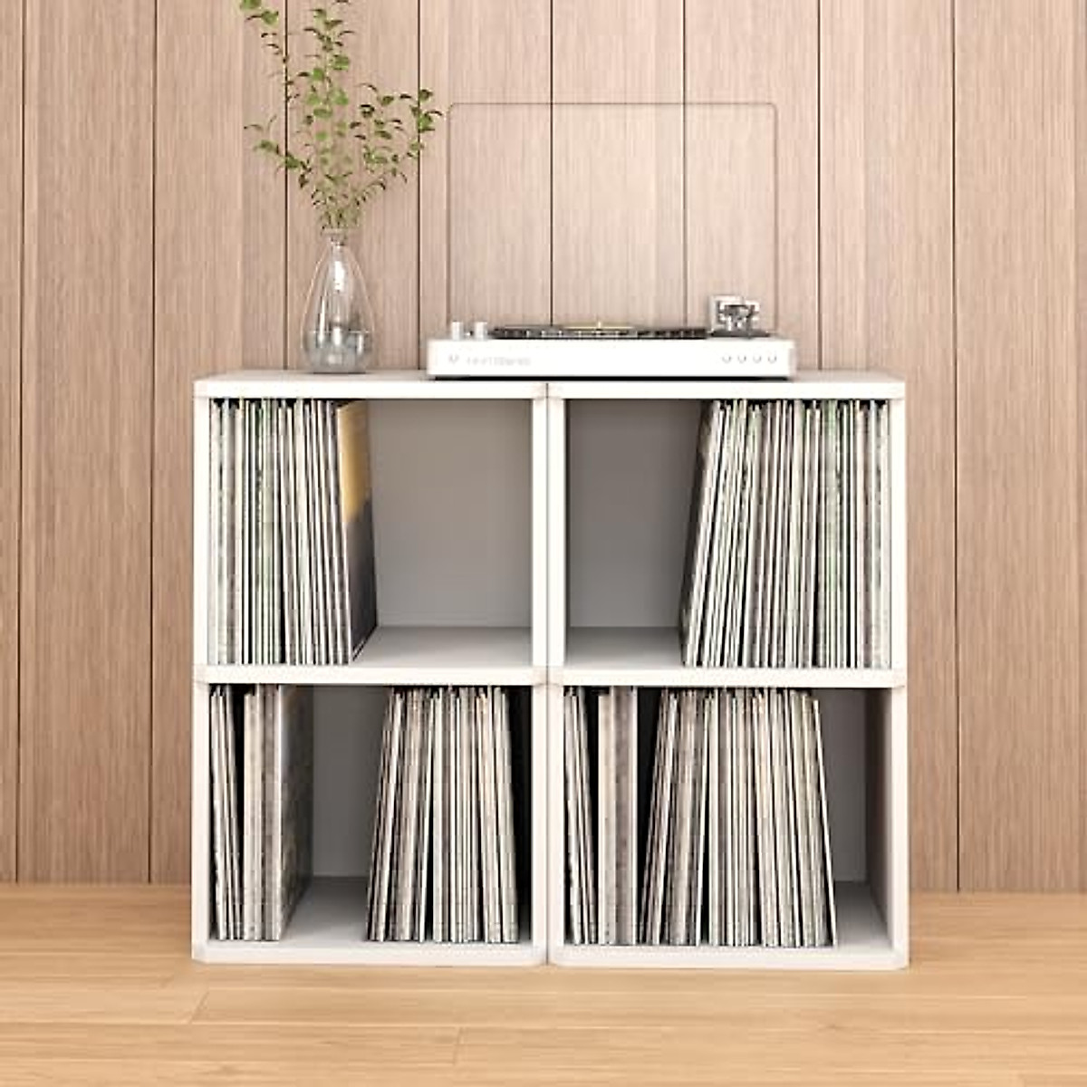 Way Basics Vinyl Record Storage - 2 Tier Book Shelf Turntable Stand (Fits 170 Albums)