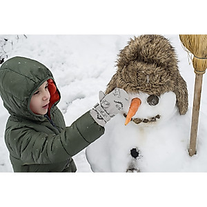 Slivery Color Toddler Mittens Kids Winter Warm Gloves Lined Fleece Gloves Waterproof Snow Baby Mitten for Boys Grey Dinosaur 2-4T