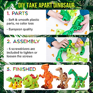 CO-T Take Apart Dinosaur Toys for 3 4 5 6 7 8 Year Old Boys - Set of 5 Dinosaurs with 5 Screwdrivers - Learning & Education Toys - STEM Take Apart Toys for 3 Year Old Boys and Girls by Polesie