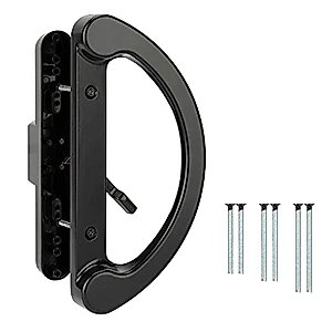 SANKINS Sliding Patio Door Handle Pull Set, Black Diecast Non-Keyed Gate Handle Set for Mortise Lock Style Glass Door, Replacement Handle for Sliding Glass Door Fits 3-15/16” Hole Spacing