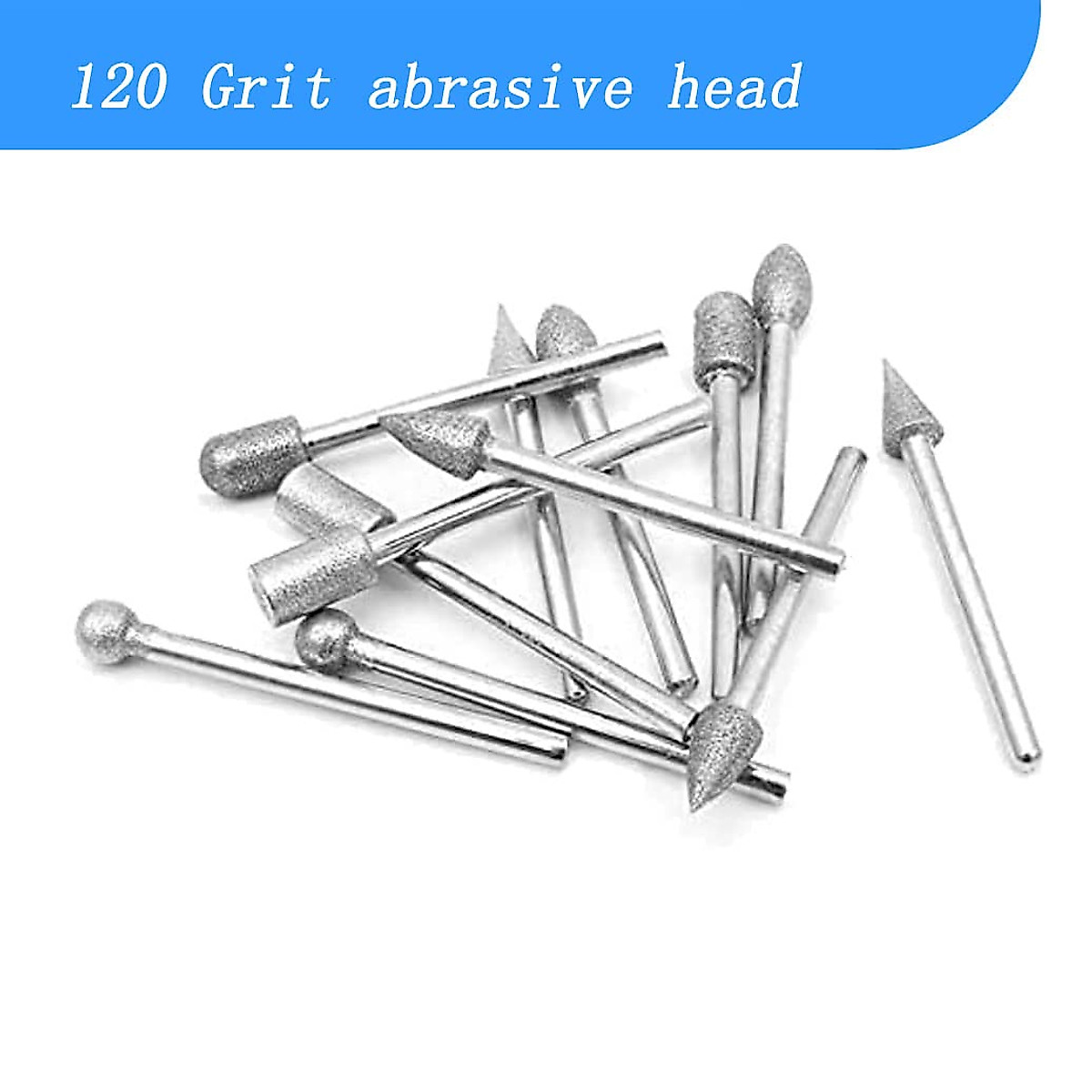 𝐋𝐮𝐨 𝐤𝐞 20 Pcs Diamond Burr Sets, 1/8 Inch Shank Stone Carving Sets Diamond Grinding Bits for Dremel Rotary Tools (120#)