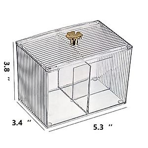 Chris.W 2 Pack Cotton Pad Holder, Acrylic Qtip Dispenser Box with Lid, Clear Cotton Swab Ball Organizer Storage, Bathroom Jar Canister Container 3 Compartment for Makeup Pads Sponges Cosmetics