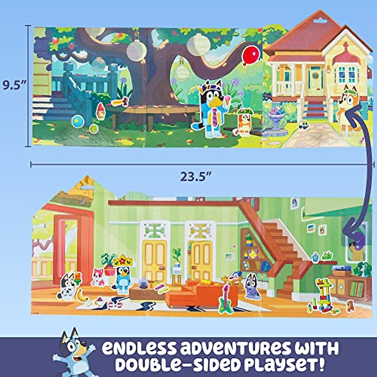 Bluey Sticker Playset, 35+ Reusable Bluey Stickers, 2 Sticker Play Scenes, Puffy Bluey Repositionable Stickers for Kids, Bluey & Bingo Removable Stickers, Perfect for Travel, Screen-Free Fun