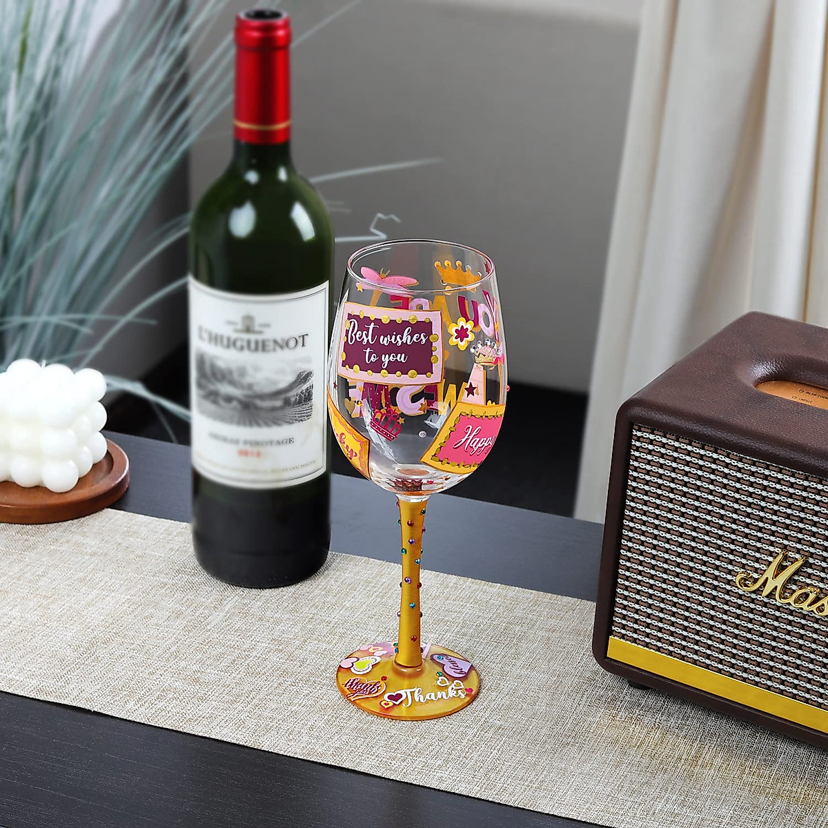 NymphFable You are Awesome gifts for women Thank You Gift, Hand Painted Wine Glasses Decorative Wine Glasses, Birthday Gift for Mom, Teacher, Friend 15oz