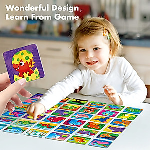 Hebayy Memory Matching Game, 72 PCS Dinosaurs Matching Cards for Toddlers 36 Pairs Memory Cards Educational Toys for Preschool 4 5 6 Years Old