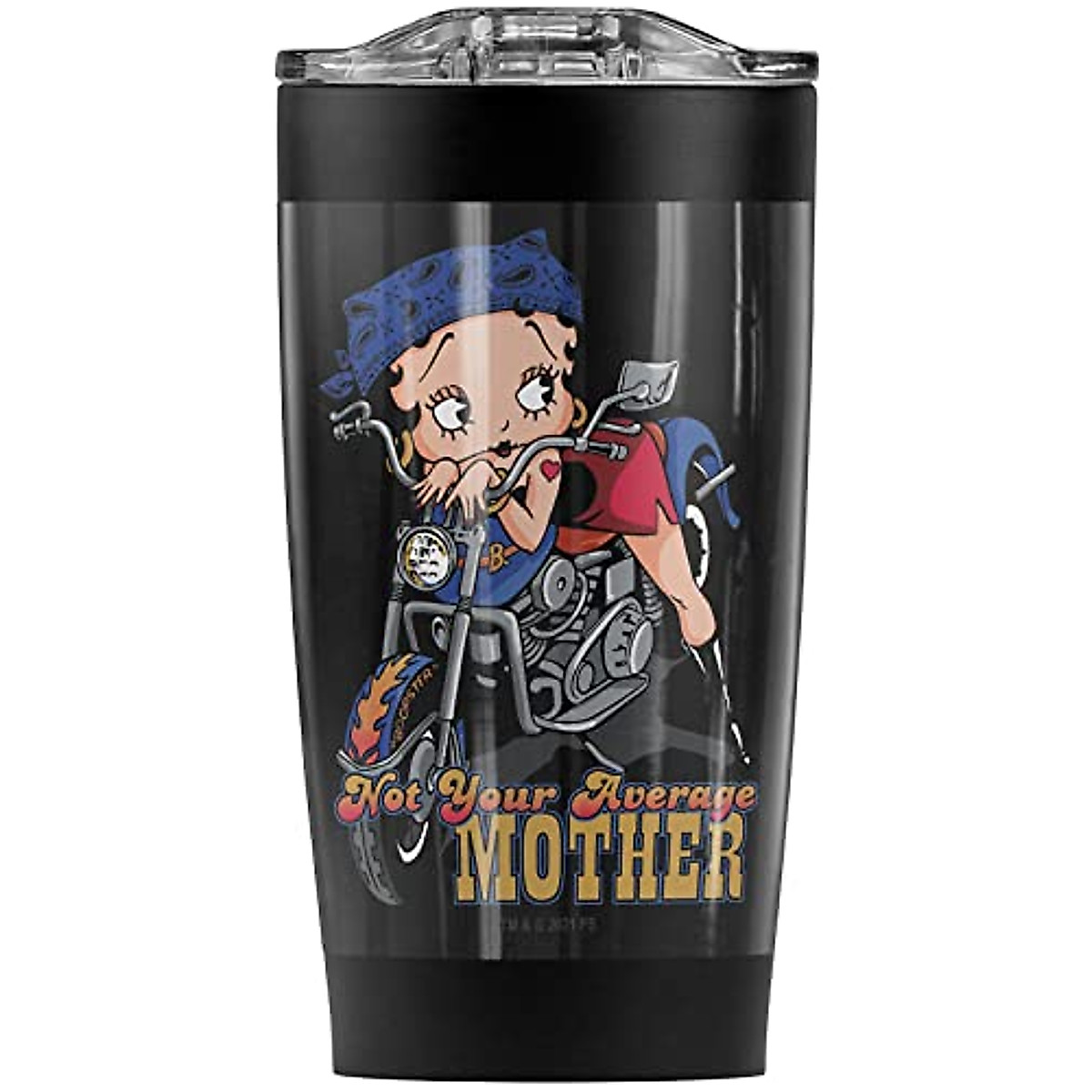 Logovision Betty Boop Not Your Average Mother Stainless Steel Tumbler 20 oz Coffee Travel Mug/Cup, Vacuum Insulated & Double Wall with Leakproof Sliding Lid | Great for Hot Drinks and Cold Beverages