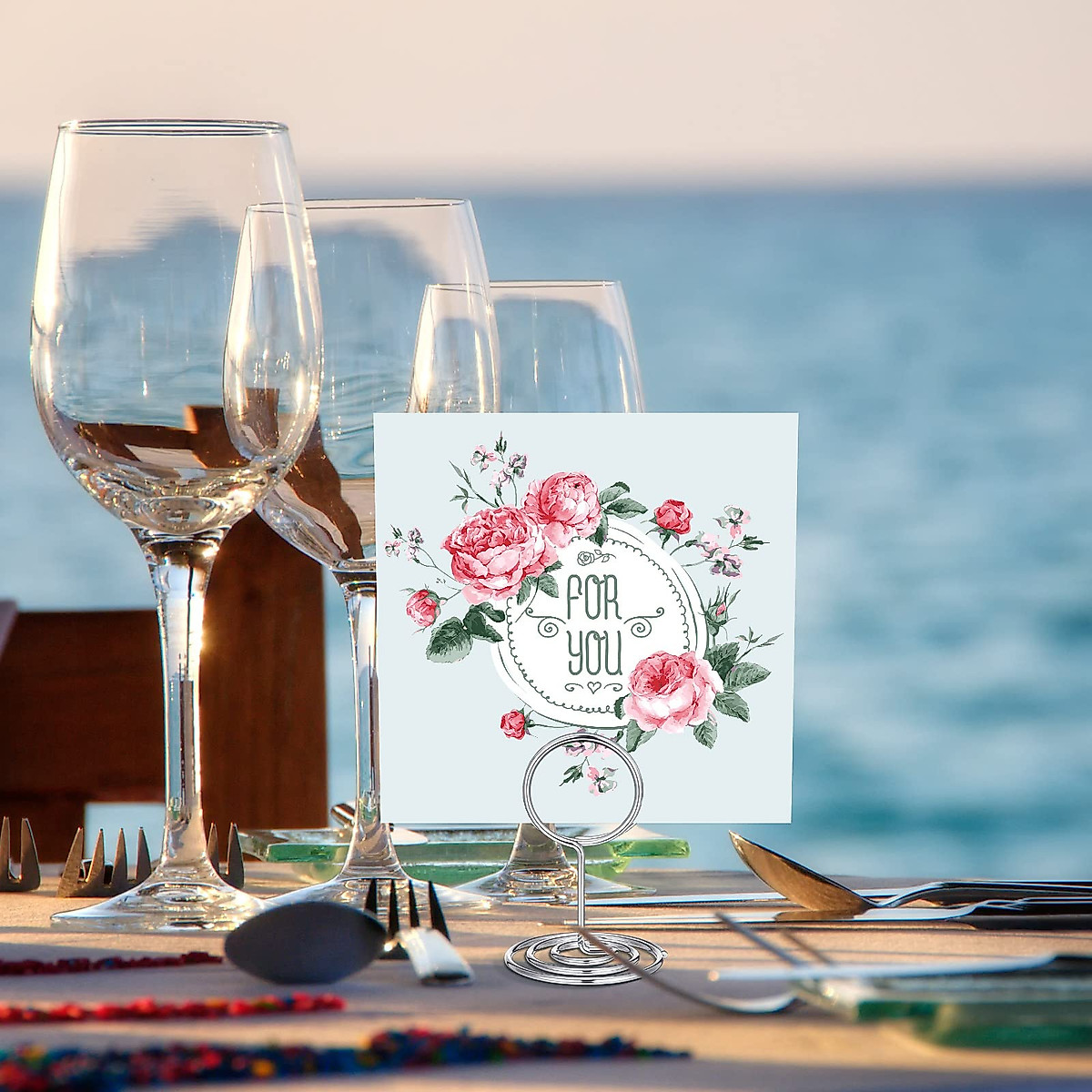 60 Pcs Table Number Holder Mini Place Card Holder 2 Inch Table Number Stands Office Memo Holders Table Name Card Holder Clips Wire Photo Holder Table Sign Stands for Wedding Menu Picture (Silver)