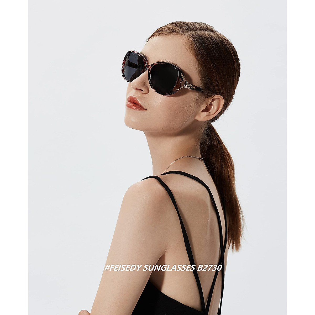 FEISEDY Women Oversized Polarized Sunglasses Ladies Large Shades Classic Fox Sunglasses B2730 (Floral, 58)