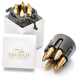 XL Gold Whiskey Stones in Base - Gift for Men, Valentines Day, Bar Accessories - Whiskey Gifts for Men, Boyfriend, Husband, Dad - Reusable Ice Cube - Regalos para Hombre