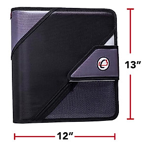 Case-it The Open Tab Velcro Opening Binder - 2 Inch O-Rings - 5 Color Tab Expanding File Folder - Multiple Pockets - 400 Sheet Capacity - Black S-826-A