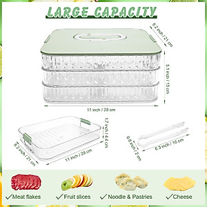 Windspeed Deli Meat Container for Fridge, 3 Layer Bacon Storage Container for Fridge Ham and Deli Meat and Cheese Containers Bacon Storage Container with Tongs