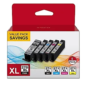 5 Pack - MG6821 Ink Cartridges Replacement for Canon PGI-270XL CLI-271XL PGI270XL CLI271XL PGI270 XL CLI 271 XL to use with MG6821 MG6820 TS6020 TS8020 TS9020 (PGBK, Black, Cyan, Magenta, Yellow)
