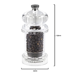 Cole & Mason Precision Grind 575 Pepper Mill, Acrylic, Clear, 10.5 cm