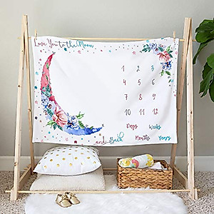 Baby Milestone Blanket Girl Monthly Age Blanket Moon Soft Infant Monthly Milestone Blanket Boy Baby Shower Blanket Includes Headband Wreath Frame 50"x40"