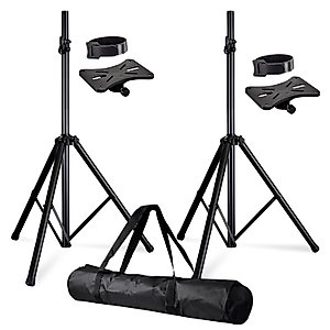 5 Core Speaker Stand Pair Tripod Floor Heavy Duty Adjustable Up to 72 Inch DJ Studio Monitor Stands Pole Mount - SS HD 2PK BLK Bag