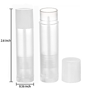 Bekith 100 Pack 5.5ml Clear Empty Lip Balm Tubes with White Caps