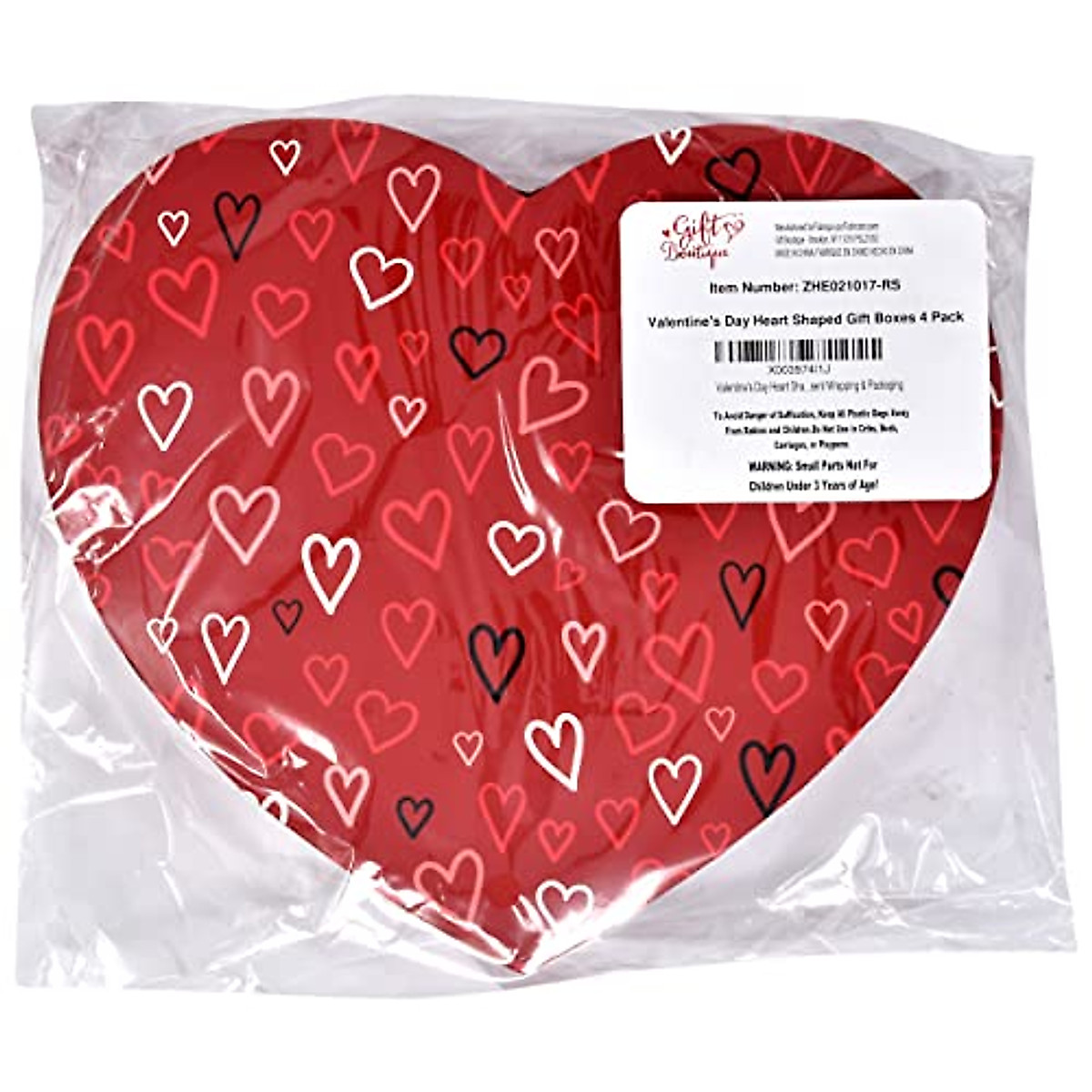 Valentine's Day Heart Shaped Gift Boxes 4 Pack Red Valentine Hearts Treat Box with Lids Valentines Nesting Cardboard Cookie Box for Gift Giving Holiday Decorative Easy Present Wrapping & Packaging