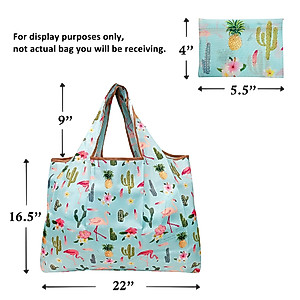 allydrew Large Foldable Tote Nylon Reusable Grocery Bag, Crazy Cats