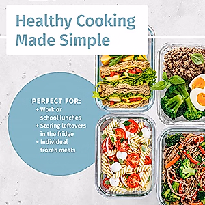 [4-Pack 28oz] Glass Food Storage Containers with Locking Lids - Glass Meal Prep Containers with Lids - Lunch Bento Boxes - 1 Compartment - 4pk Box Set - Transparent Lids - BPA Free and Dishwasher Safe