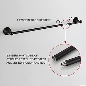 BGL Bathroom Hardware Set, Oil-Rubbed Bronze Adjustable Expandable Towel Bar 4-Piece ORB Bathroom Accessory Set Wall Mounted Robe Hook Toilet Paper Holder Towel Ring Towel Bar