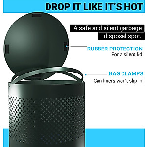 Flash Furniture Kessler 11.5 Gallon Stainless Steel Outdoor Trash Can with Lid, Freestanding or Mountable Design, 20 Trash Bags Included, Green