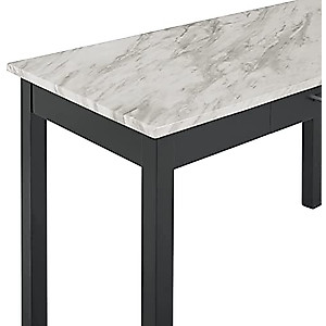 New Classic Furniture Celeste Faux Marble Writing Table Desk for Home Office, White/Gray with Black Base