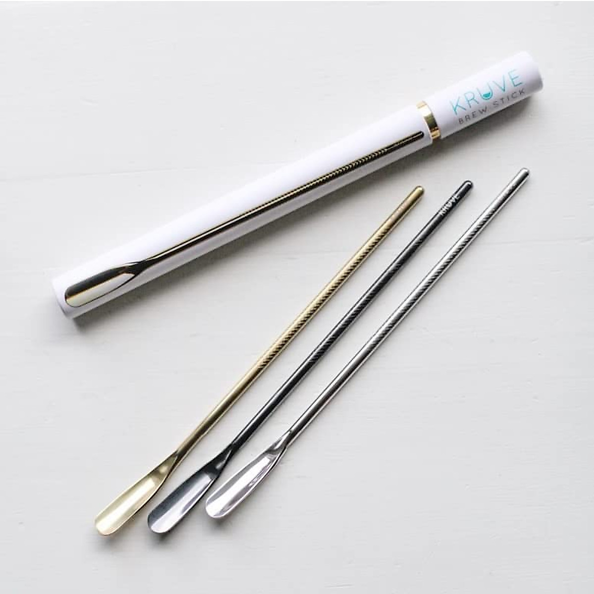 KRUVE Coffee Brew Stick, Use To Agitate Grounds During The Brew Process When Making Pour Over, French Press Or Other Brew Method, 8.6 inch Stainless Steel (Silver)
