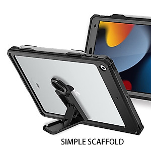 MRUOZRUI 10.2 Waterproof Case Compatible with iPad 9th 8th 7th Generation 2021/2020/2019, Built-in Screen Protector with Strap Stand Pencil Holder, Full Body Heavy Duty Protective Shockproof