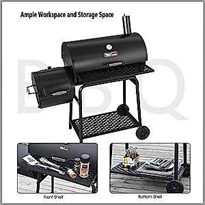Royal Gourmet CC1830F Charcoal Grill with Offset Smoker, Black