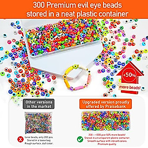 Evil Eye Beads, Beads for Jewelry Making, Beads for Bracelets Making, Beading Supplies for Jewelry Making (300 Pcs Mixed Color Evil Eye Beads in Small Plastic Box)