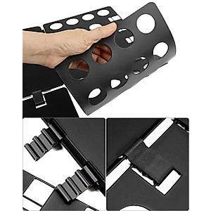 QWORK PP Composite Folding Board, 2 Pack Folding Clothes Board - Black + Blue, One-Hand Operation Laundry Folding Tool, Non-Slip Silicone Buckles, T Shirt Folder, Laundry Folders for All Garments