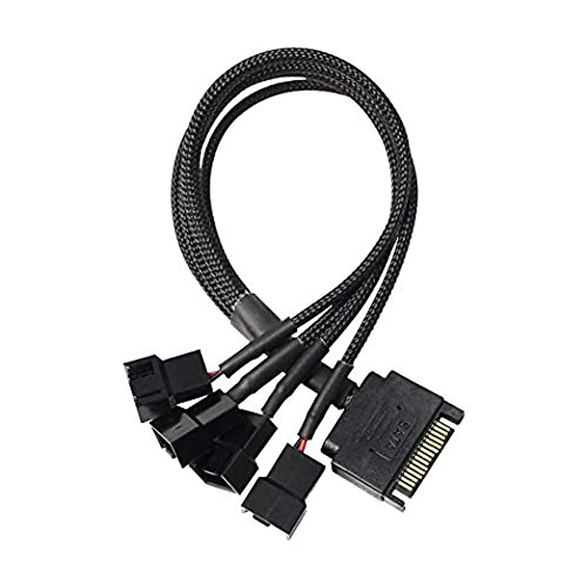 XMSJSIY SATA to 3 Pin 4 Pin Fan Adapter,15pin SATA to 4 x 3 pin / 4 Pin 12V PC Case Fan Splitter Extension Power Cable Adapter-28cm-2pcs