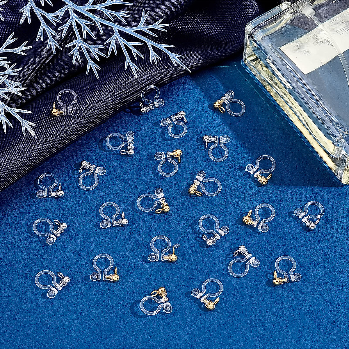 PH Pandahall 24pcs Transparent U Type Earring Findings Alloy Invisible Clip on Earring Converter Non-Pierced Earrings Painless Allergy-free Resin Earring Components for Non Pierced Ears