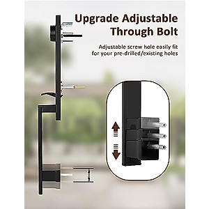 Tinewa Smart Entry Door Lock Set, Electronic Full Escutcheon Door Handle, Digital Keypad Deadbolt with App, Heavy Duty Black Front Door Handle with Single Cylinder Deadbolt, Auto Locking