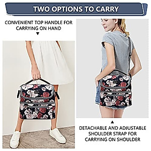 VASCHY Lunch Bag for Women, Insulated Lunch Box Leak-proof Cooler Bag in Dual Compartment Lunch Tote for Work 14 Cans Rose