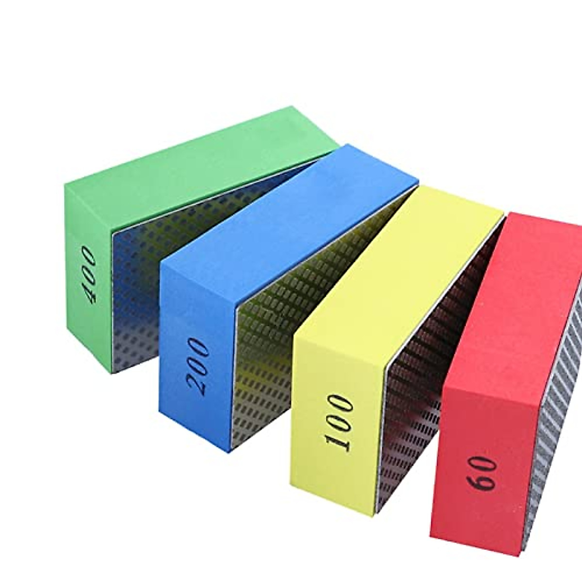 Kakalote Diamond Hand Polishing Pad Diamond Sanding Pads Marble Tile Polishing Pad for Stone Ceramic Tile Glass Grinding Trimming 4Pcs/Set Grit 60# 100# 200# 400#(3.74x2.36x1.22inch)