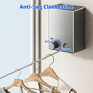 Retractable Clothesline, Indoor Outdoor Clothes Line, Heavy Duty Clothes Drying Laundry Line with 13.8 Ft Steel Wire, Retractable Indoor Clothes Lines for Drying, Hanging for Bathroom, Balcony, Hotel