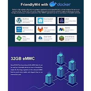 NanoPi R2S Plus Open Source Mini WiFi Router with Dual-Gbps Ethernet Ports 1GB DDR4 RAM Based in RK3328 Soc for IOT NAS Smart Home Gateway Support Docker OpenWrt Ubuntu-Core (with CNC Metal Case)
