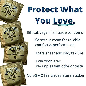 GLYDE Maxi - XL Fit Condoms - 12 Count - Ultra-Thin, Vegan, Non-Toxic, Large Size Natural Rubber Latex, 56mm for Generous Fit