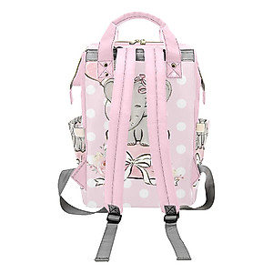 XOZOTY Personalized Elephant Diaper Bag Backpack with Name Custom Nursing Baby Bags Shoulders Travel Bag Daypack