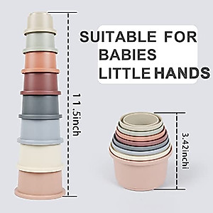 Baby Stacking Cups Bath Toy for Toddlers 1-3,8PCS Stackable Nesting Cups Water Pool Tub Toy for 6-12 Months Infant,Early Educational Develop Montessori Gift for 2-4 Years Old Boys Girls