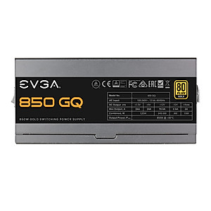 EVGA 850 GQ, 80+ GOLD 850W, Semi Modular, EVGA ECO Mode, 5 Year Warranty, Power Supply 210-GQ-0850-V1,Black