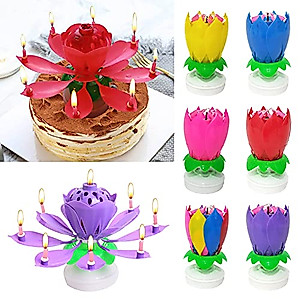 curfair Lotus Candle LED Festive Electric Lotus Candles Visual Effect Solid Paraffin Unique Creative Purple 1 Pcs
