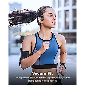 VIDONN Air Conduction Headphones Bluetooth 5.0 with Built-in Mic, Headphones Wireless Bluetooth, Sweatproof Headset for Running Hiking Driving Bicycling-Long Battery Life (Black)