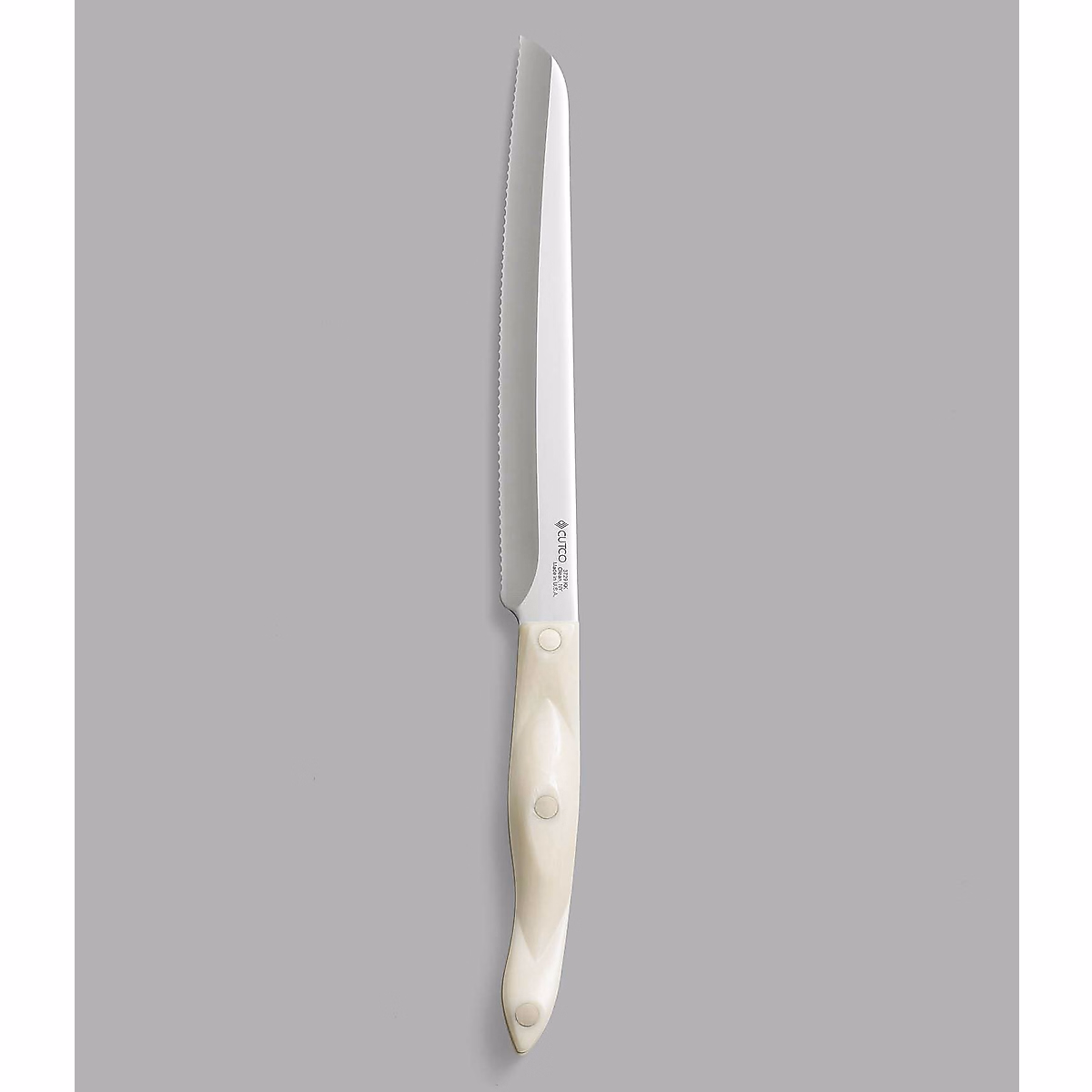 CUTCO Model 3729 White (Pearl) Santoku-Style Carver with 8.2" Double-D serrated edge blade and 5.5" handle
