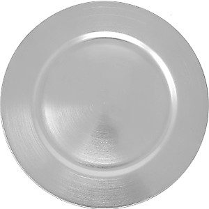 Ms Lovely Metallic Foil Charger Plates - Set of 6 - Made of Thick Plastic - Silver